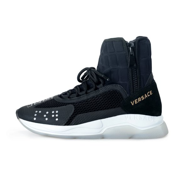 Versace | Shoes | Versace Mens Black High Top Fashion Sneakers Shoes ...
